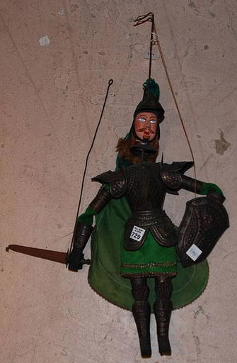 Tin Puppet Figure Of Warrior In Armor, 16"h