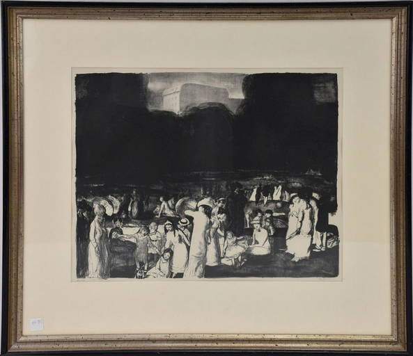GEORGE BELLOWS Lithograph In the Park, Dark - 1916. 17-1/2 x 21-1/2 ...