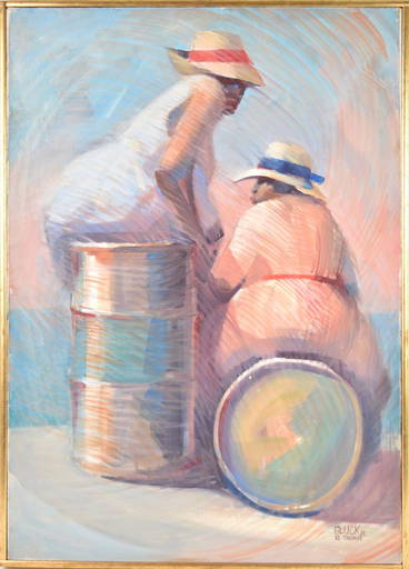 Larry Gluck (American Born 1931) St. Thomas Local Women, oil on canvas ...