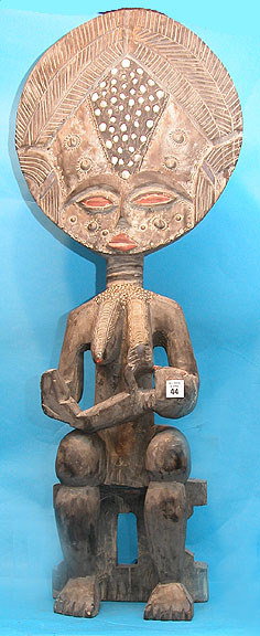 44: African wood carving, goddess of fertility, tooled