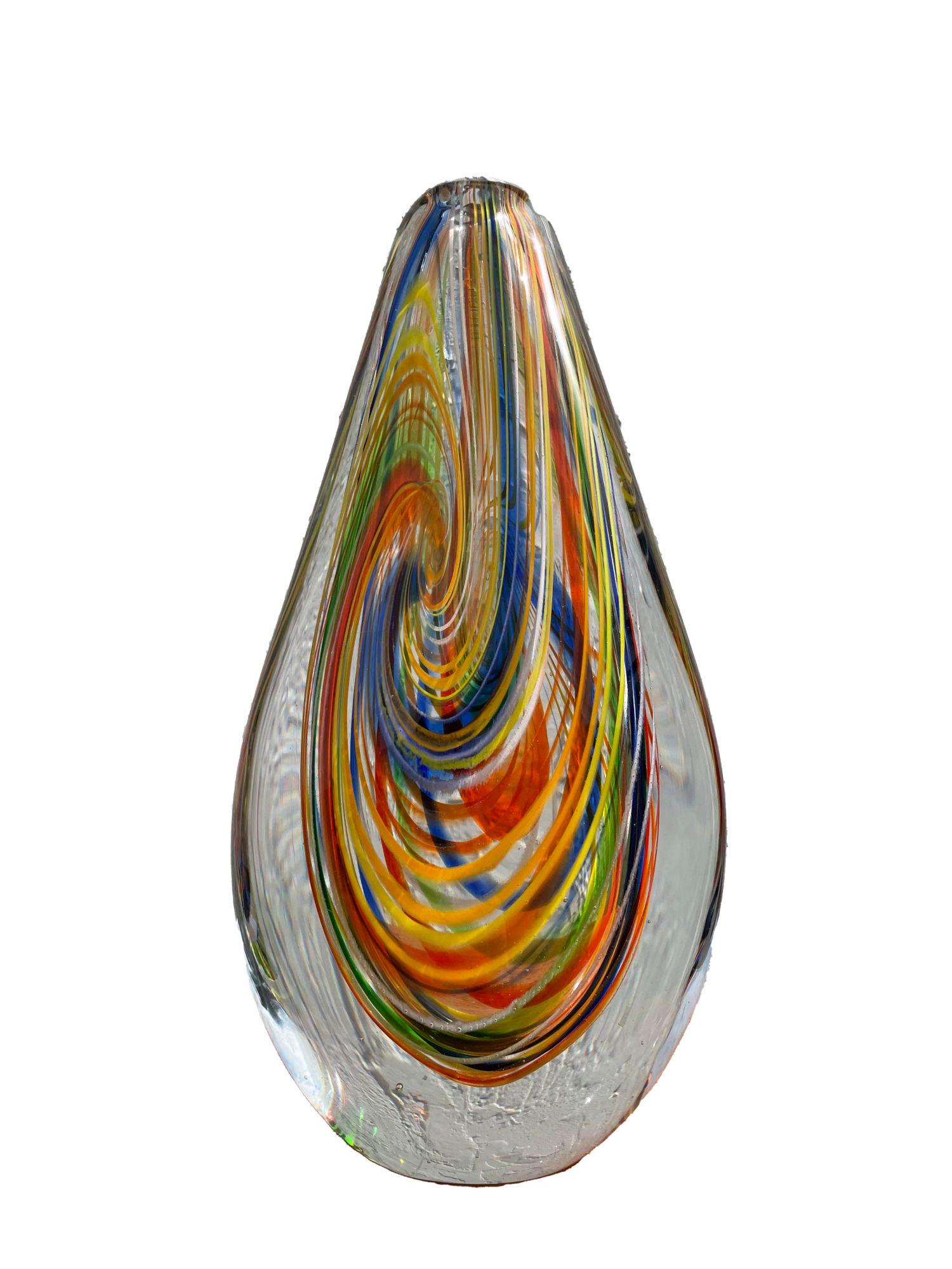 Vintage Murano Glass Teardrop Shaped Swirl Vase, 6W × 4"D × 12"H, The ...