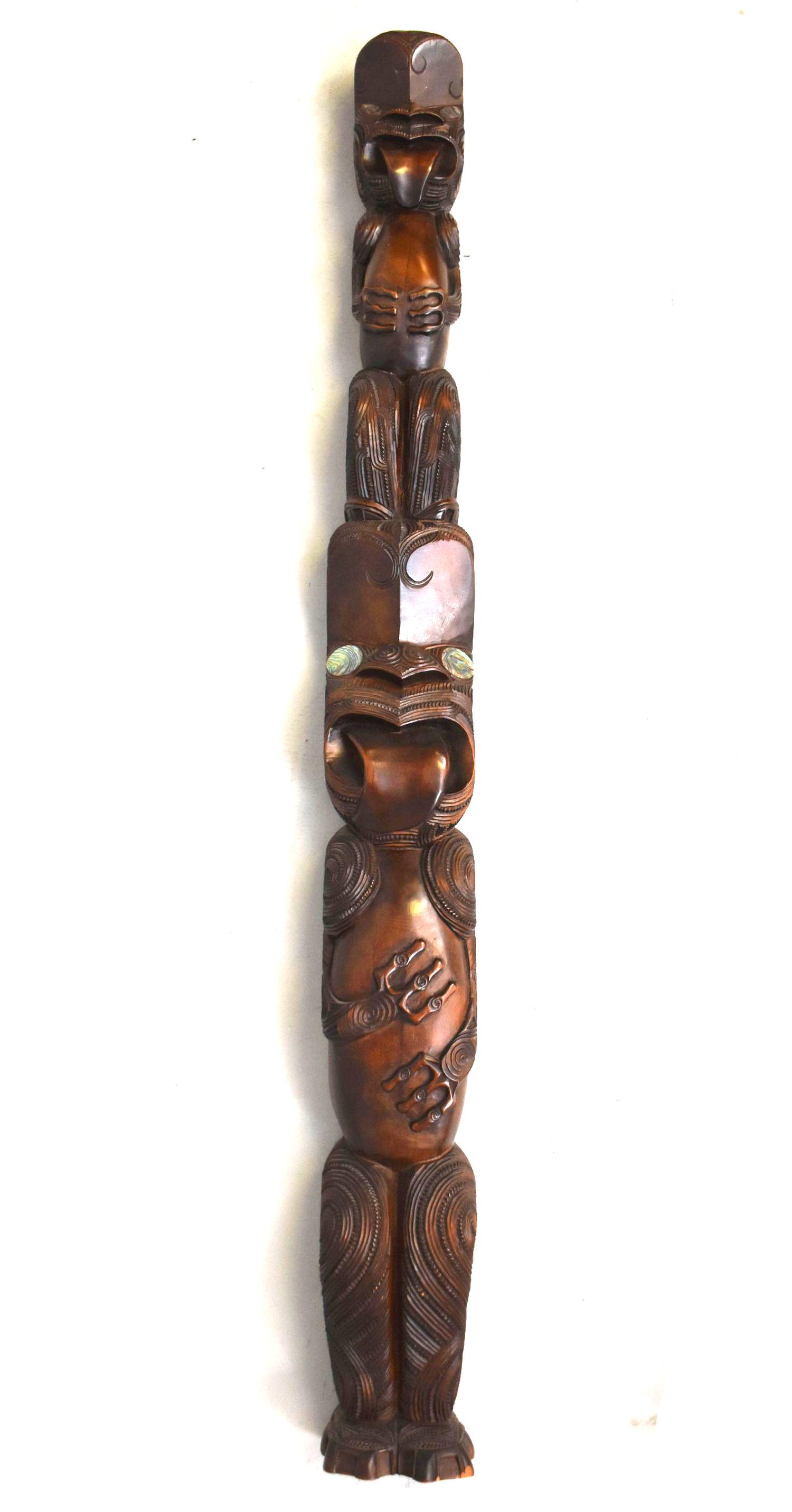 Jack Redman Maori Tiki Figure Wood Carving - Howick, New Zealand. 20th ...