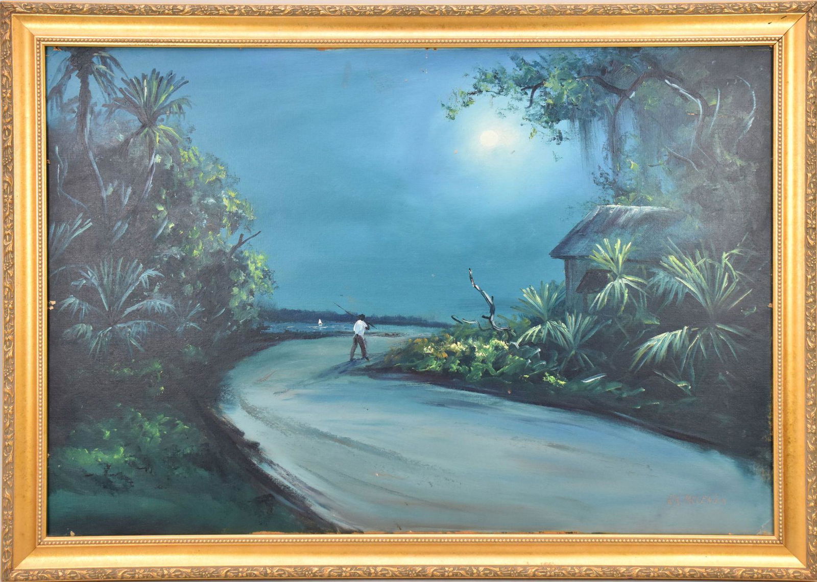 FLORIDA HIGHWAYMEN PAINTING by R.A. MCLENDON - oil on board, bottom ...