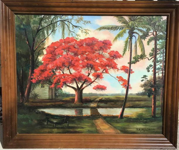 FLORIDA HIGHWAYMEN PAINTING by R.A. MCLENDON - oil on board, Landscape ...
