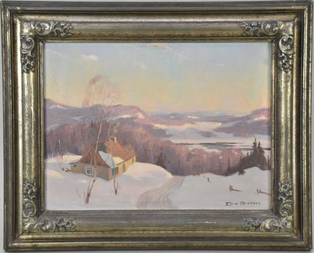 Eric (John Eric) Riordon (1906 - 1948) oil on canvas, Canadian, snow ...