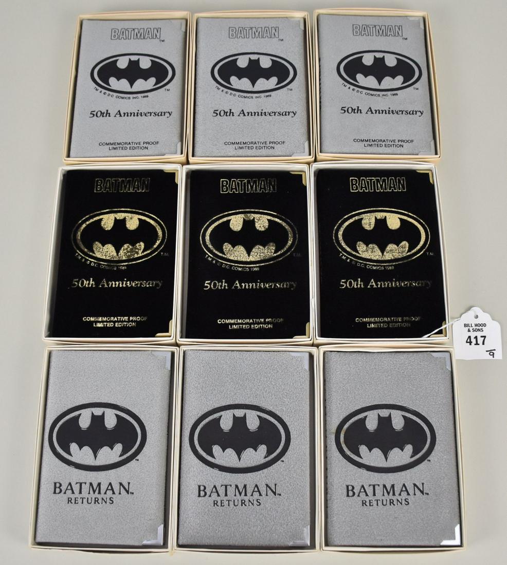 9 BATMAN .999 Fine Silver LE Coins 50th Anniversary & Batman Returns ...
