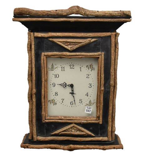 Twig Adirondack Style Wall Clock, Jack Austin, Blowing Rock, N.c., 23"h ...