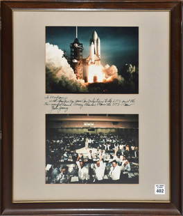Photograph Of Sts 1 Launch 1981 Signed By John Young. Sts 1 Was The First Orbital Spaceflight Of
