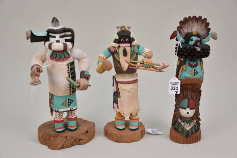 Three Zuni Kachina Dolls By Bart Gasper Zuni, New Mexico. Each Zuni ...