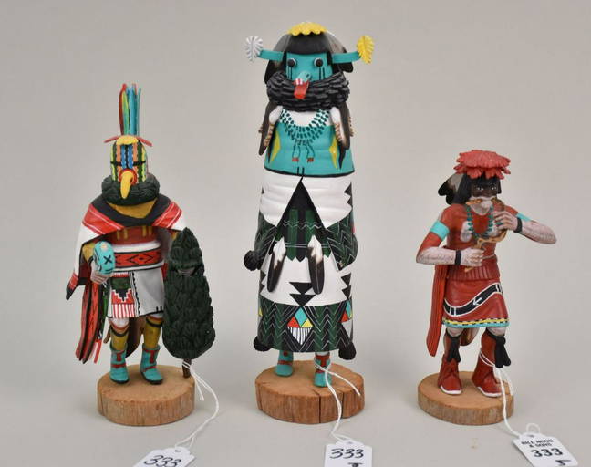 Three Hopi Kachina Dolls By Marlin Pinto (1957 2021) Zuni, New Mexico ...