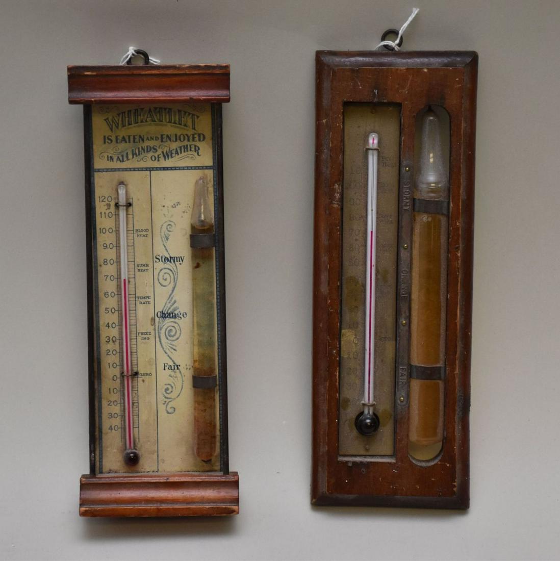 Two 19th Century Wall Mount Thermometer & Barometers A) Wheatlet ...