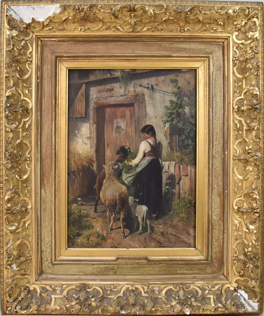 Otto Friedrich Gebler (german 1838 1917) Young Girl Feeding Sheep ...