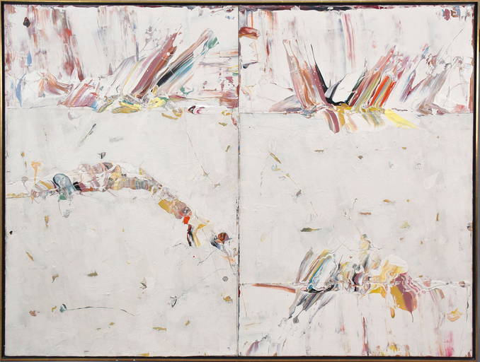 Rose Lindzon (canadian, 20th Century) Large Modern Abstract Double Oil ...