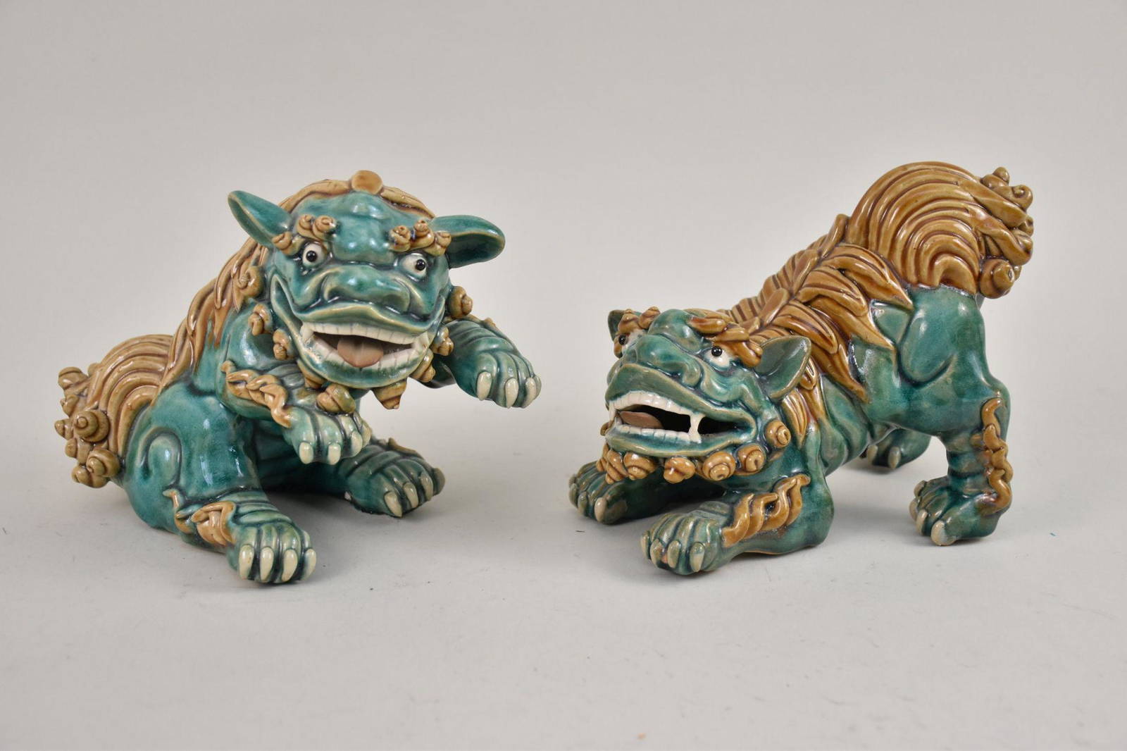 Pair Chinese Animated Foo Dogs, Approx. 6"h X 7"w Auction