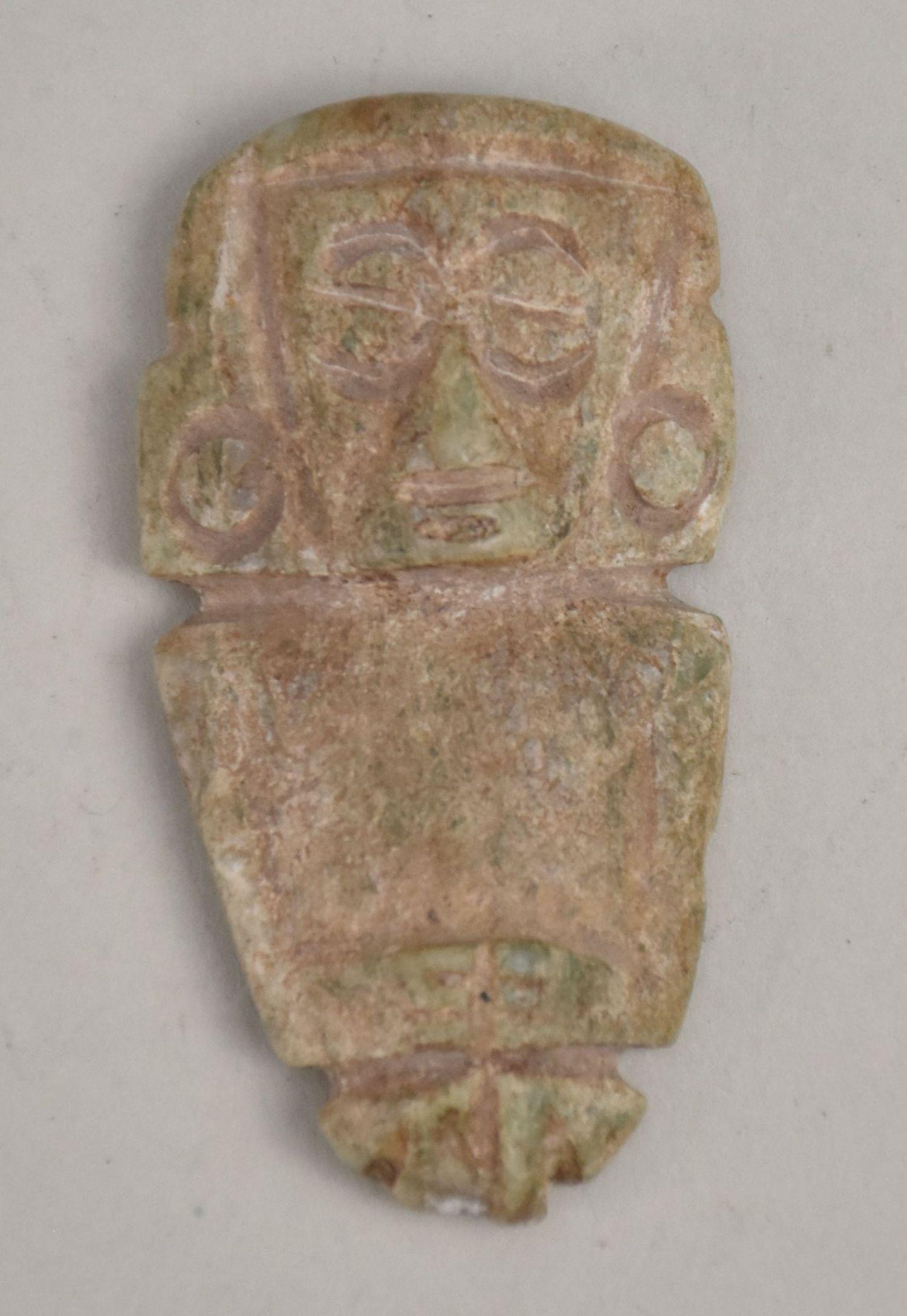 Pre-columbian Jade, Mixtec Pendant, 1-3/4 X 1 Inches Auction