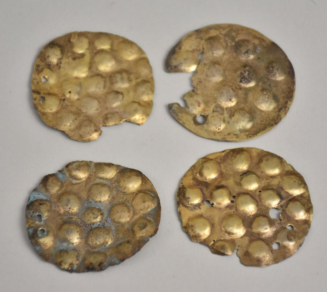 4 Pcs. Pre-columbian Moche Silver Discs Gilded Gold, 1-3/4 Inch ...