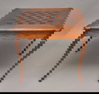 Antique Checker Board Top Inlay Game Table