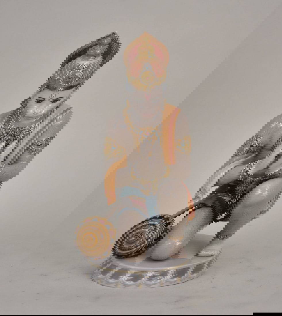 Lladro Hanuman Limited Edition Porcelain Figure - Spain. Kneeling ...