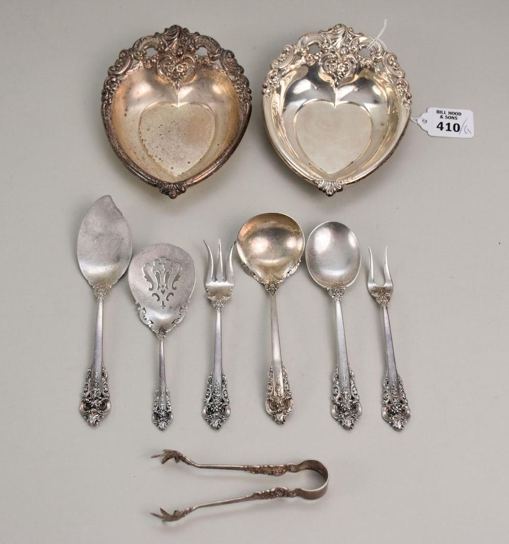 Wallace Sterling Silver Grand Baroque Pattern Flatware & Trinket Dishes ...