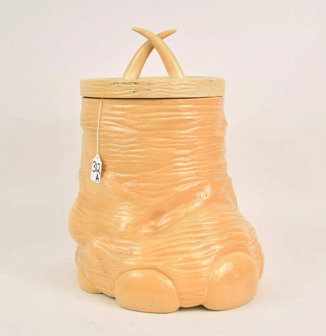 Vintage French Faux Elephant Foot Wine Cooler Wastebasket - C. 1970s. A ...