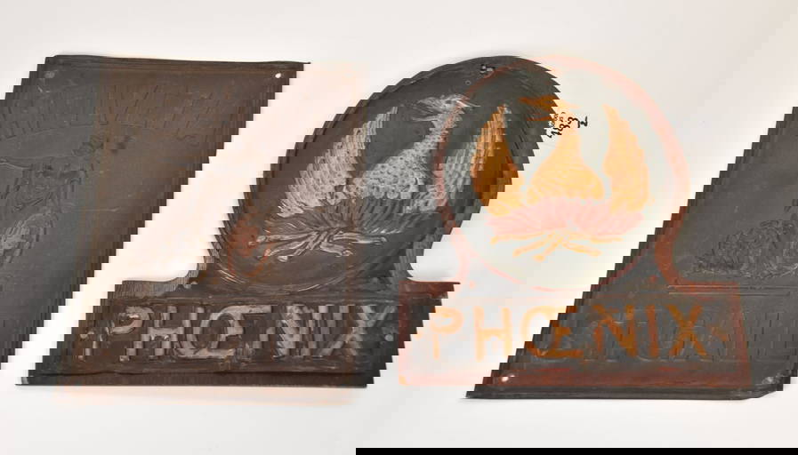 Two 19th Century Insurance Fire Mark Plaques Two 19th Century Tin Fire ...