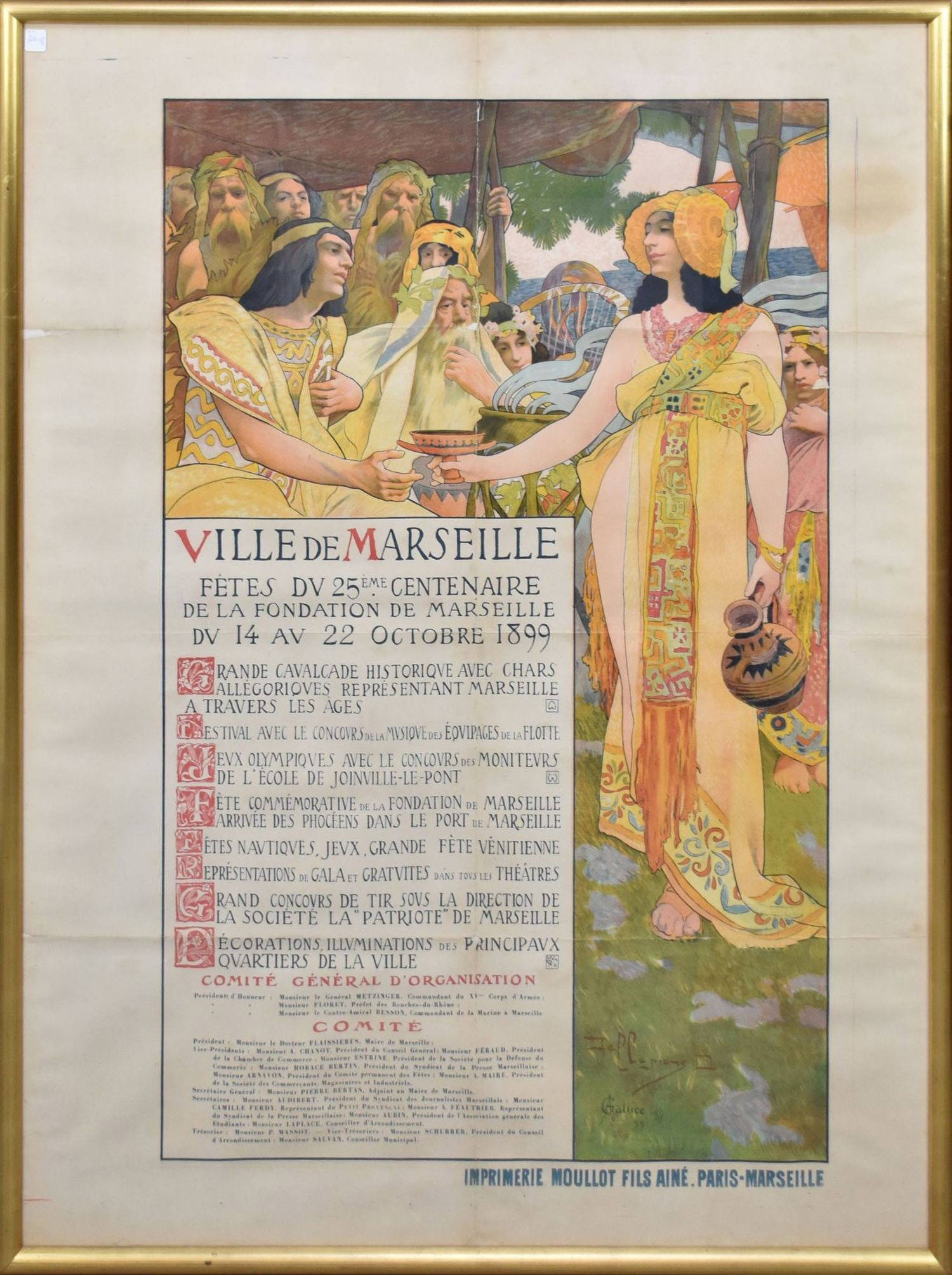 Antique French Advertising Poster, Ville De Marseilles (1899 ...