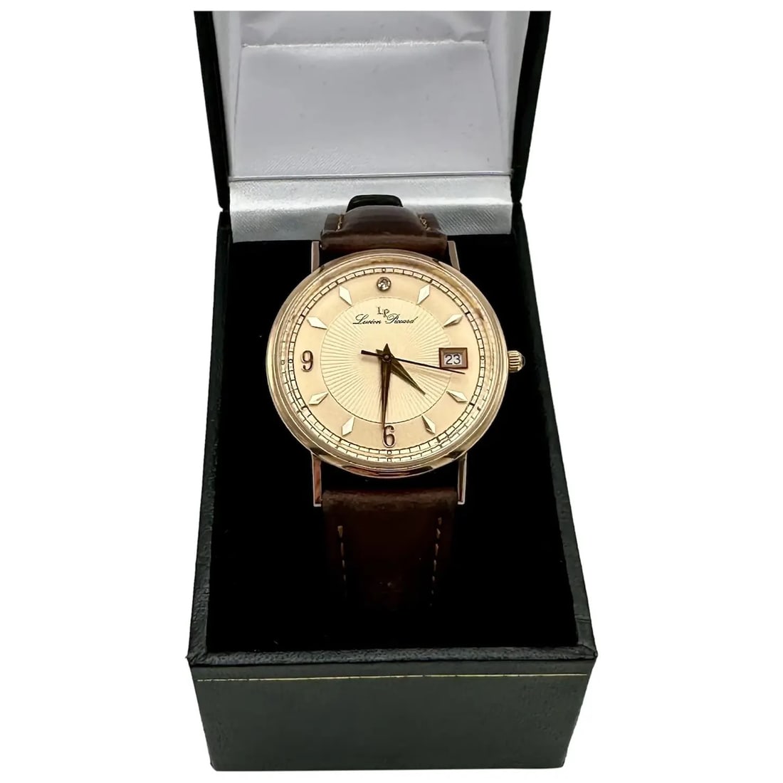 Lucien Piccard 14k Rose Gold W/diamond, Quartz Watch W/ Date And ...