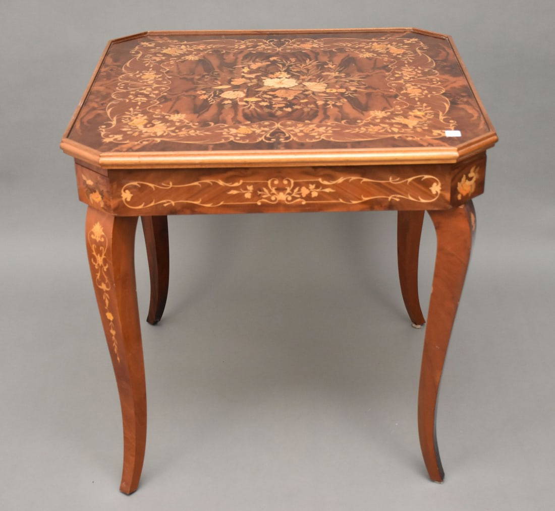 Lacquered Dutch Inlay Table With Removeable Top Revealing Backgammon ...