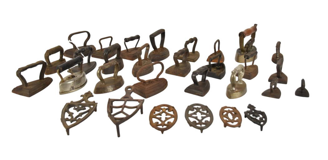 Grouping Of Antique Miniature Toy Sad Irons & Trivets A Group Of 24 ...
