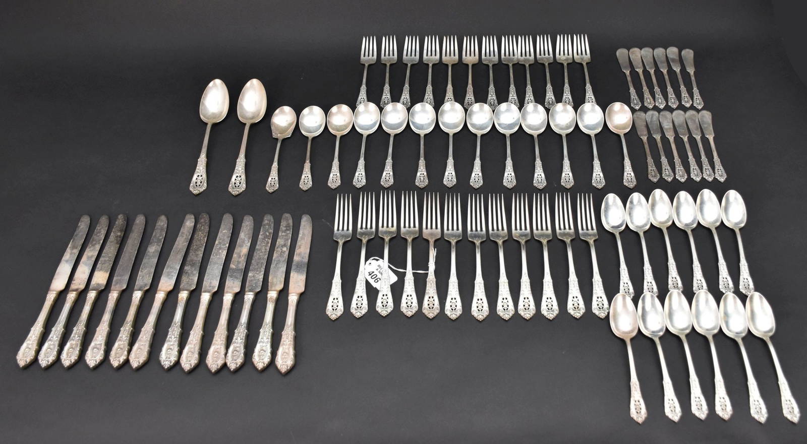 Wallace Sterling Silver Flatware, Rose Point Pattern, Incl; 12 Forks (7 ...