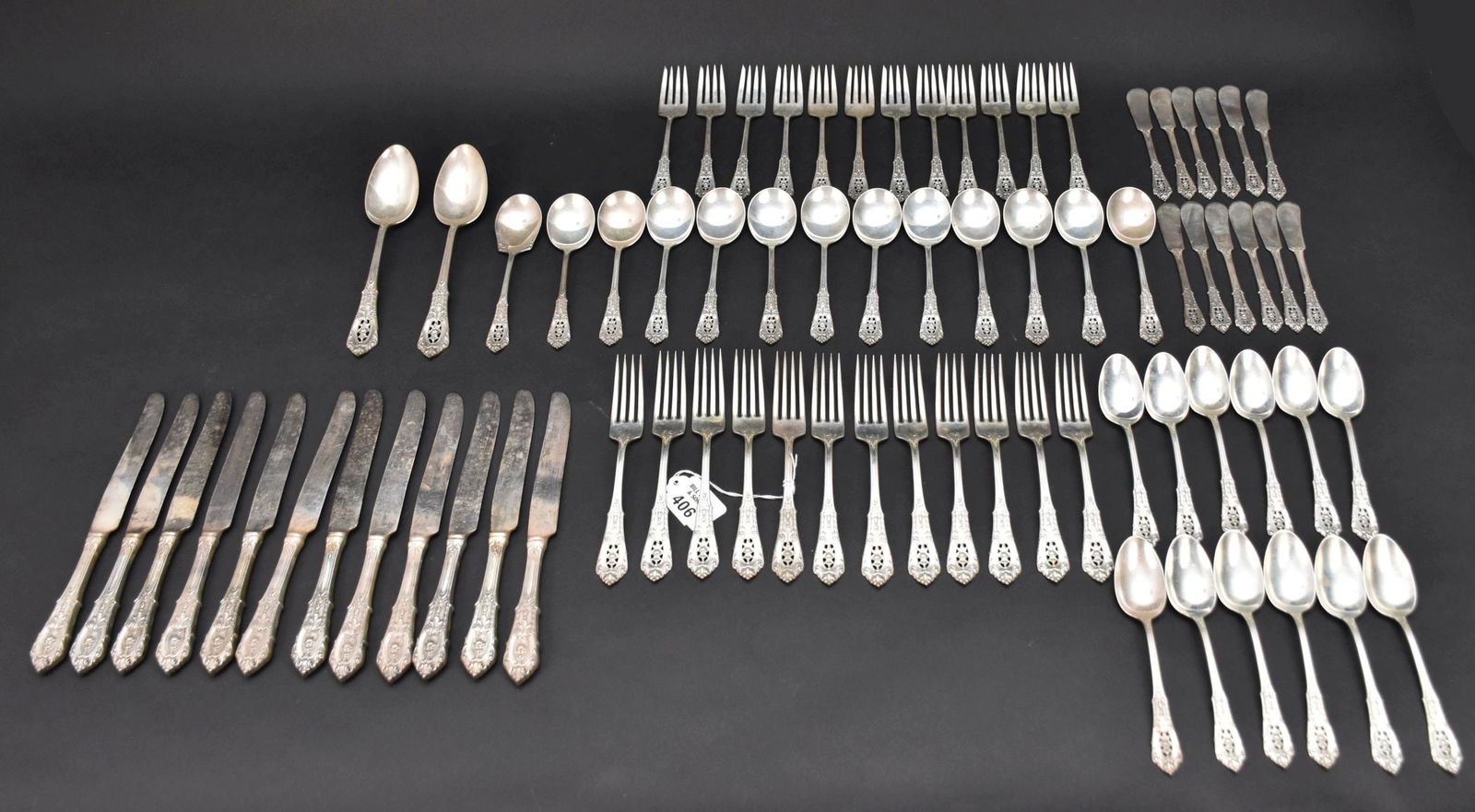 Wallace Sterling Silver Flatware, Rose Point Pattern, Incl; 12 Forks (7 ...