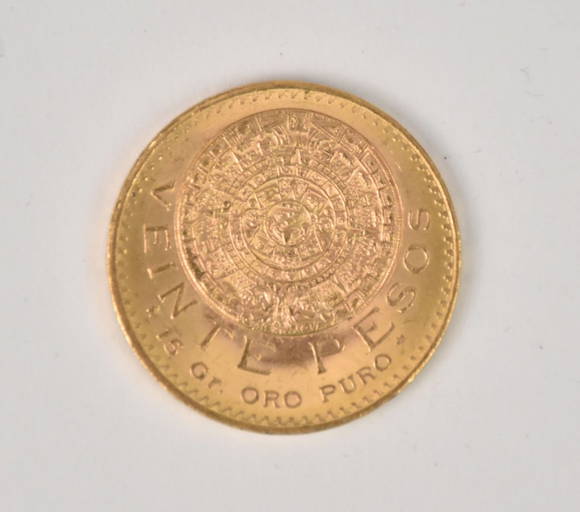 1959 Mexican Gold Coin 20 Pesos. 15 Grams Of Pure Gold (oro Puro).