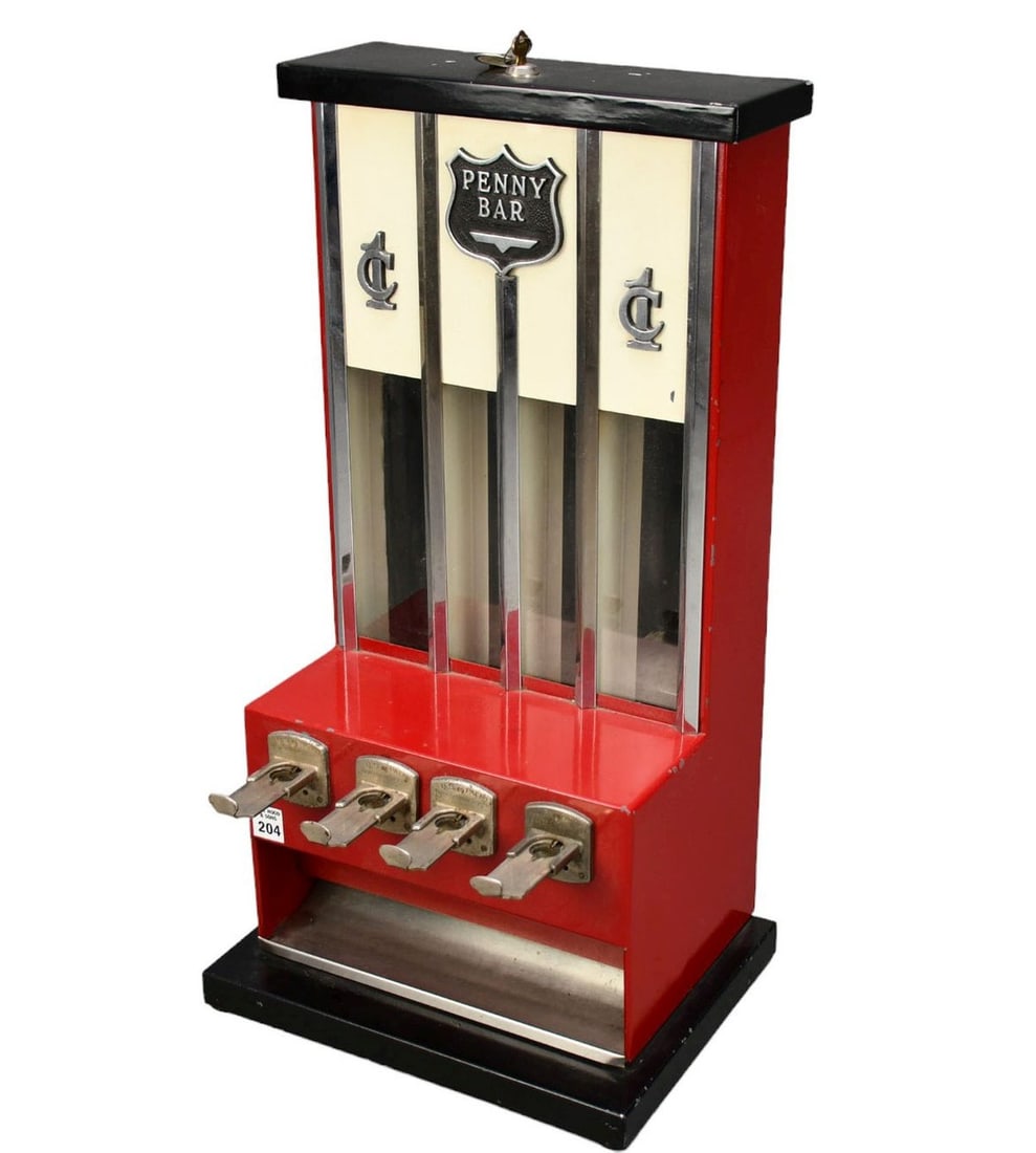 Penny Bar 1 Cent Vending Machine, C. 1930s A Vintage Countertop Gum Or ...