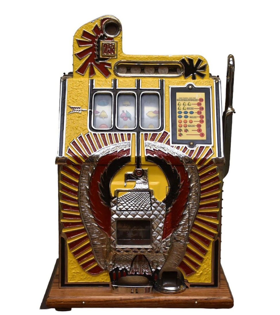 Mills War Eagle Slot Machine Ca. 1930's, 26" Tall X 16" Wide Auction