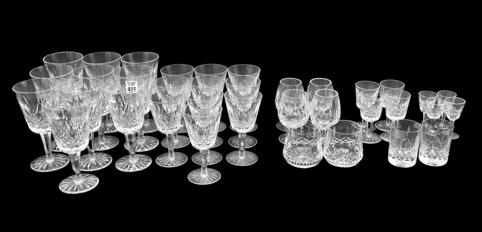 Waterford Crystal Glasses & Stems, Lismore Pattern, Assorted Sizes, 32 ...