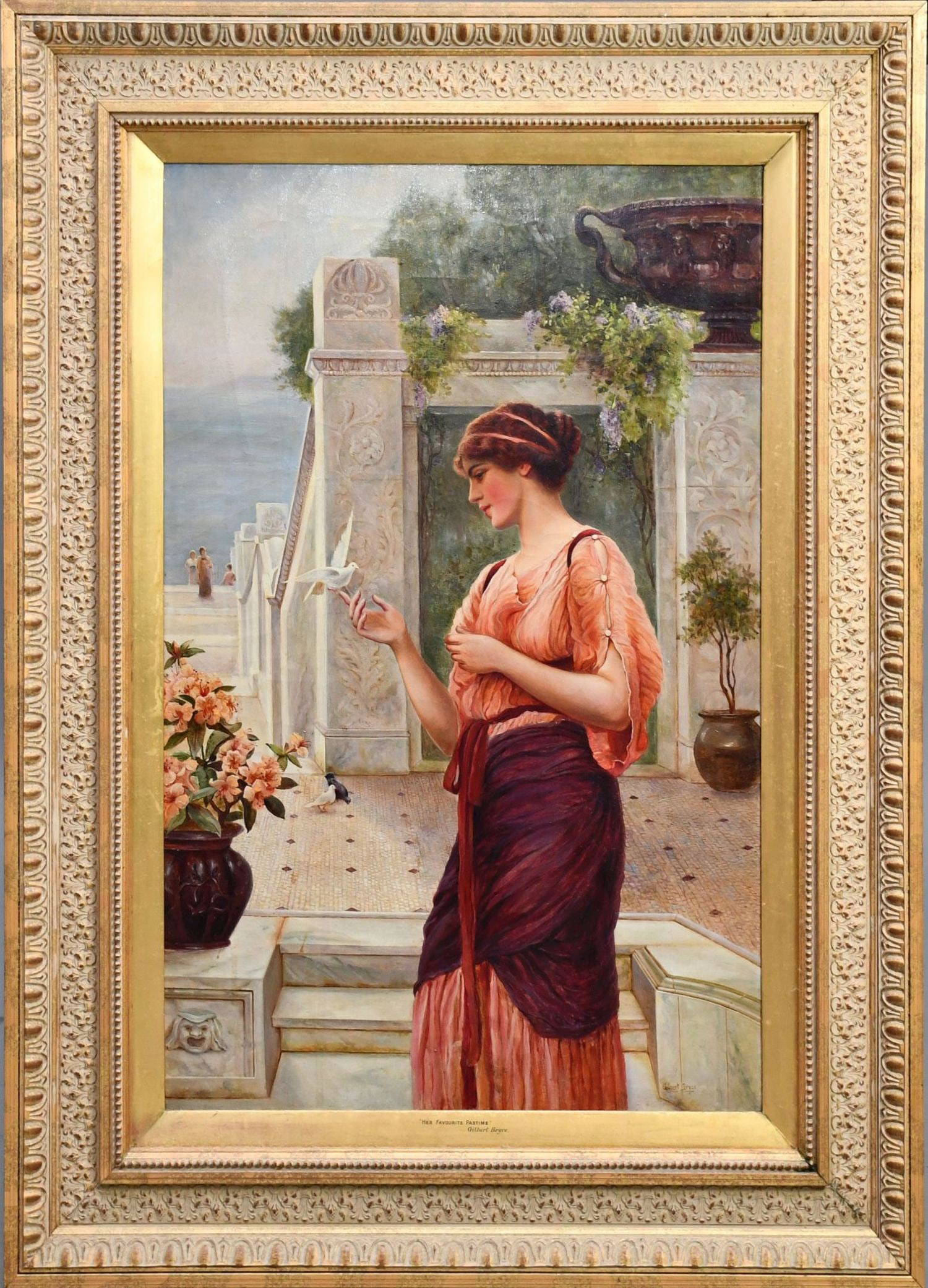 Gilbert Bryce (late 19th Century) "oil On Canvas, "her Favorite Pastime ...