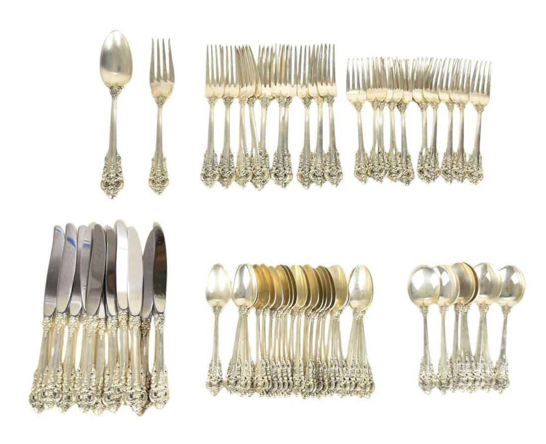 Wallace Sterling Flatware Set, Grand Baroque Pattern, Incl; 11 Dinner ...
