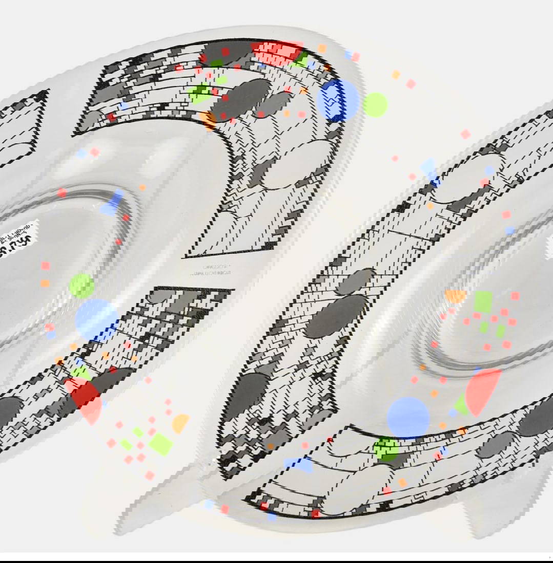 Italian Art Glass Bowl, Frank Lloyd Wright- Raised Design, Omaggio, 21/ ...