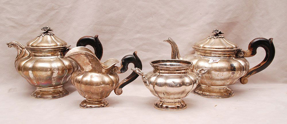 4pc. Tea service, "800" incl; coffee pot, teapot, cream