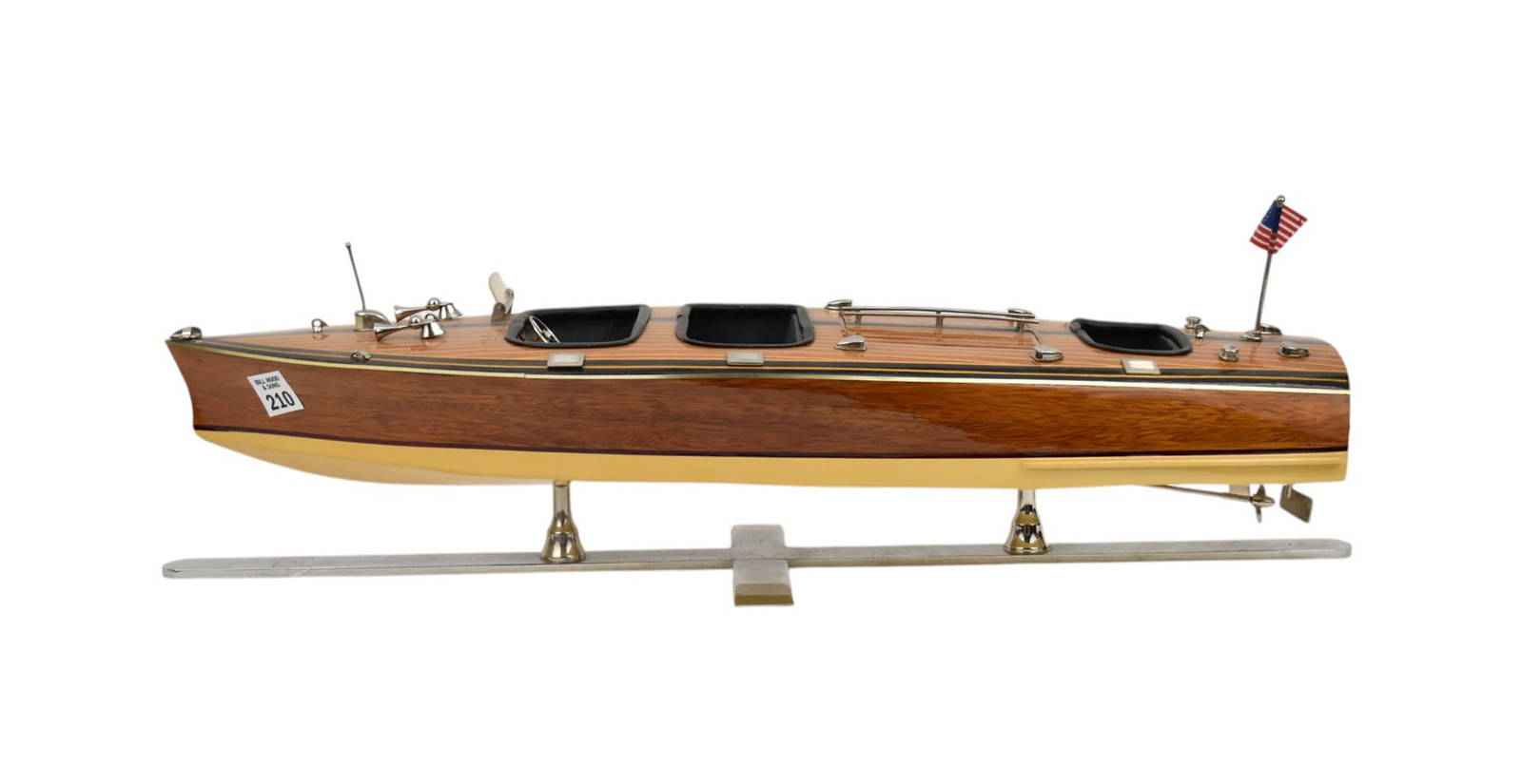 Triple Cockpit Speedboat Model, Attached Chrome Stand, 5 5/8"h X 25"l ...