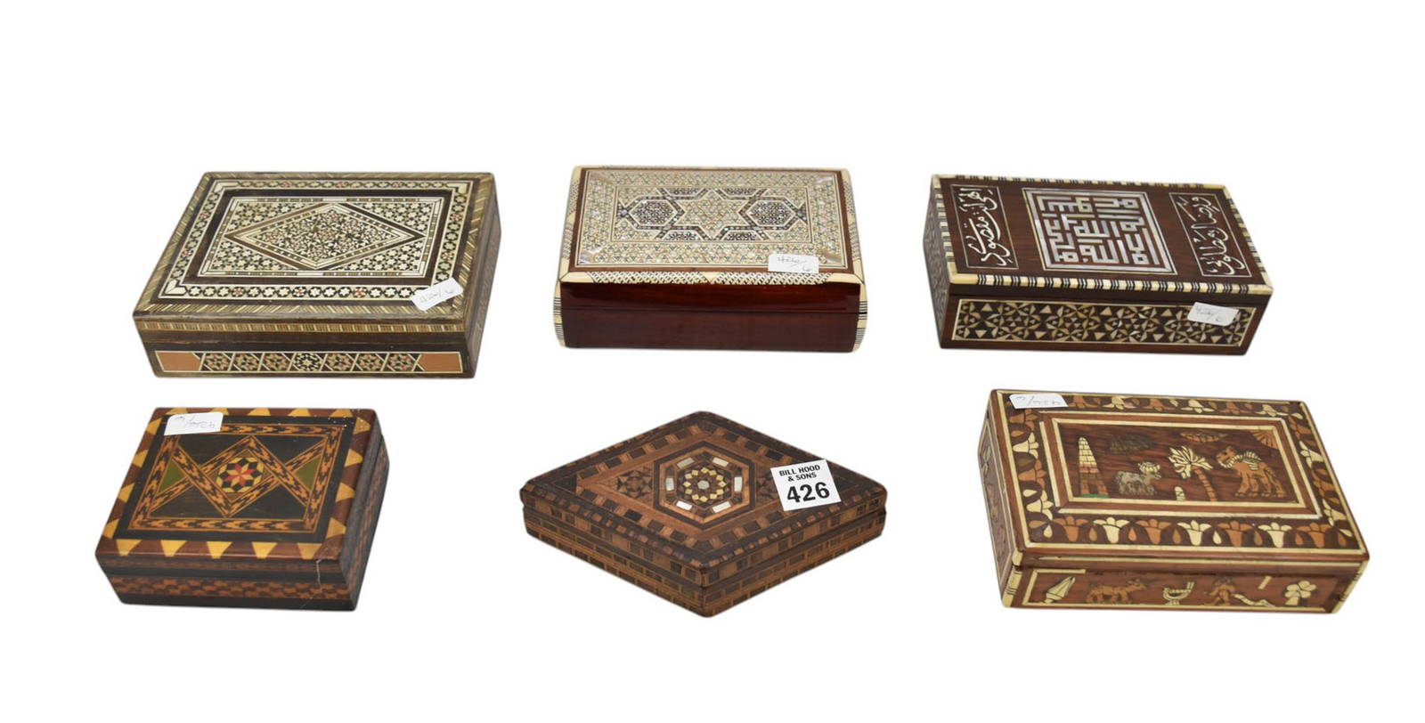 6 Assorted Persian Inlay Dresser Boxes Auction