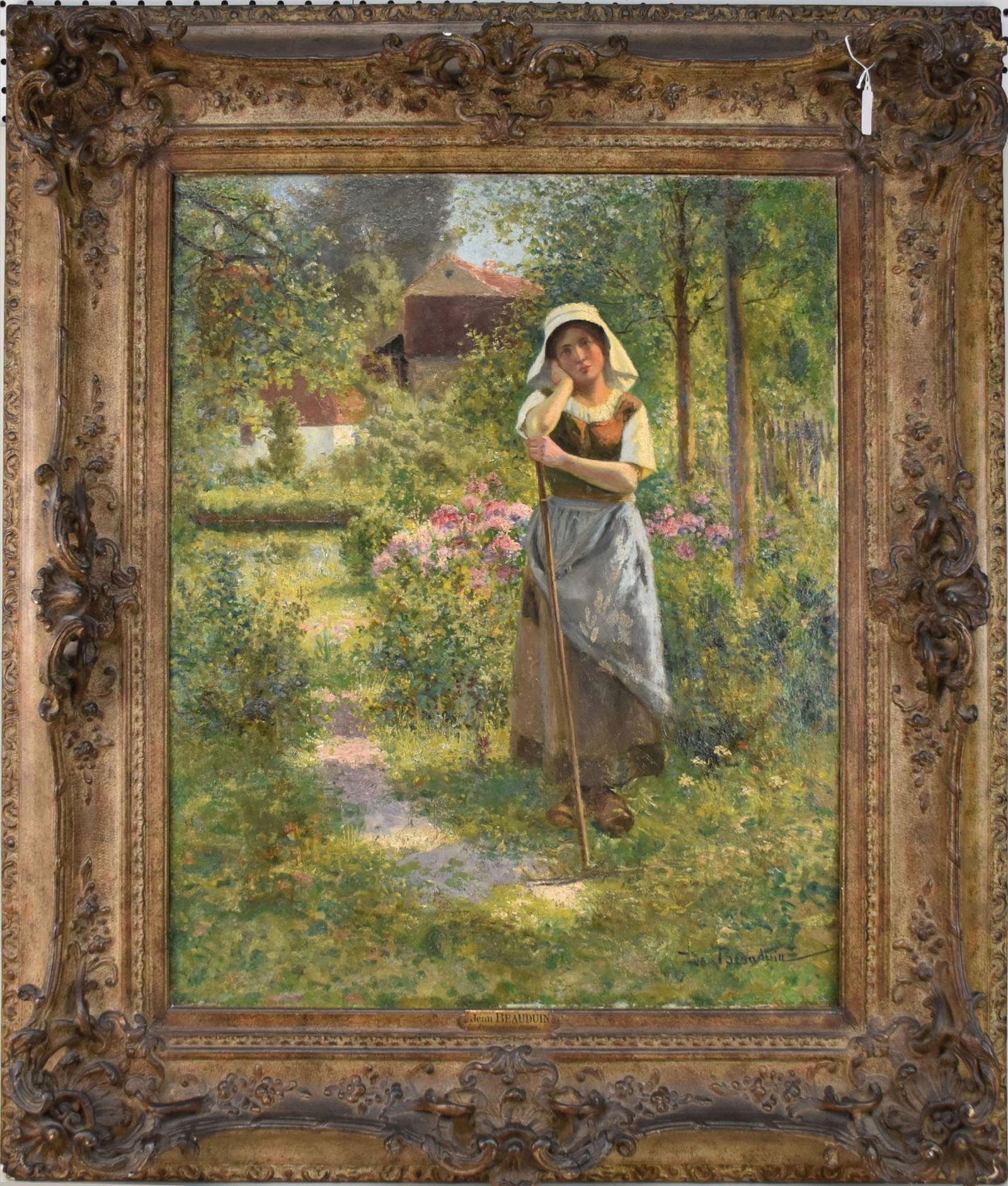 Jean Beauduin (belgium. 1851 - 1916) Painting "maiden In The Garden ...