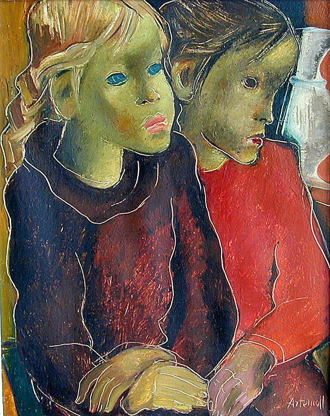 GEORGES ARTEMOFF (Russian 1892-1965) "TWO GIRLS" An oil