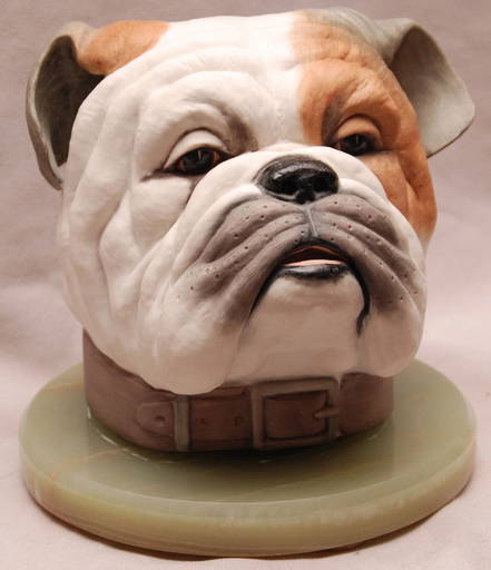 Boehm Porcalain Bull Dog Bust On Onyx Base. Condition: