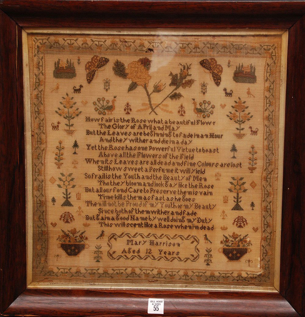 19th Century Sampler, Mary Harrison age 12, has few - Apr 01, 2014 ...