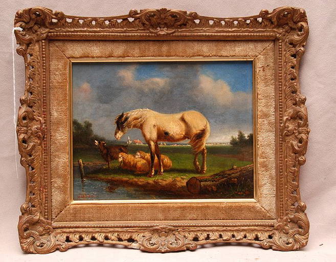 Louis Robbe (belgium 1806 1887) , Horse And Sheep,