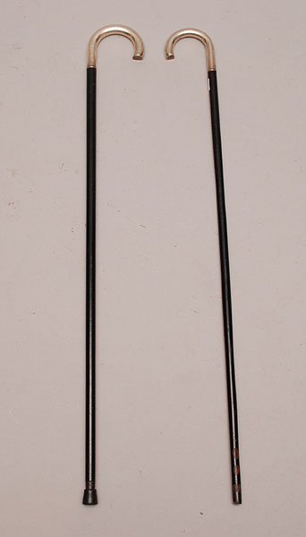 2 Antique Sterling Handle Canes. Condition: Each Handl