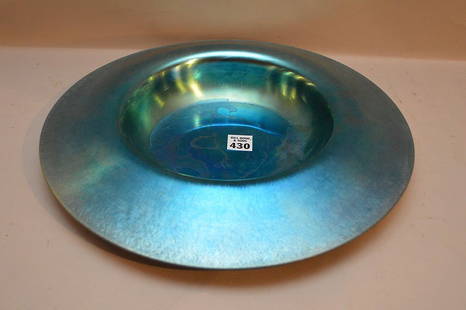 Antique Steuben Iridescent Blue Glass Bowl