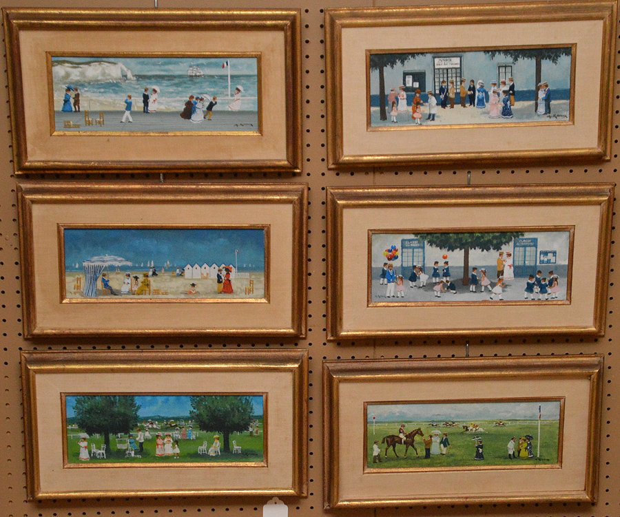 Andre Renoux (french B. 1939) Set Of Six Paintings, Oil