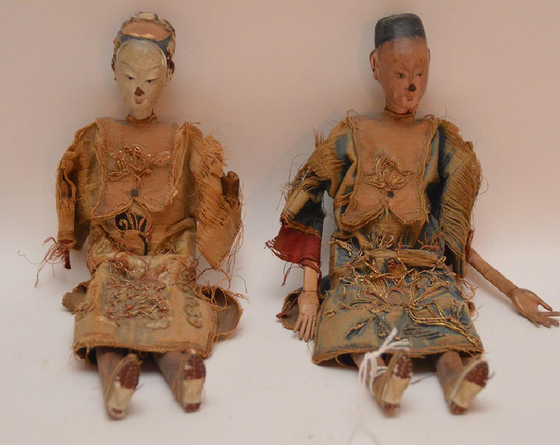 Pair Early Japanese Puppets (as Is)